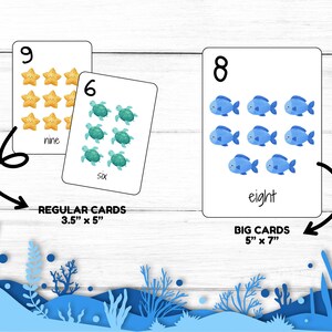 Ocean Number Cards, Sea Animal 1-10 Flashcards, Counting, Educational ...