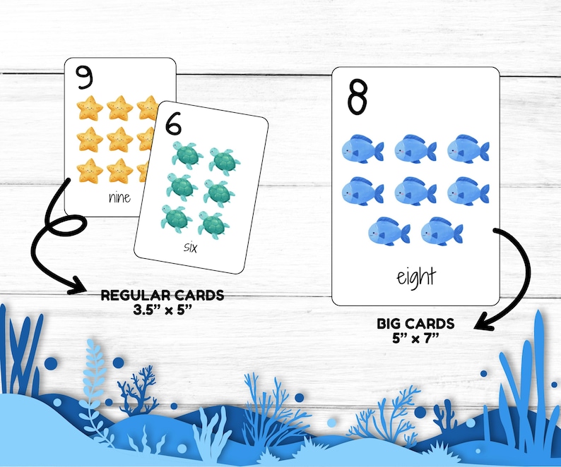 Ocean Number Cards, Sea Animal 1-10 Flashcards, Counting, Educational ...