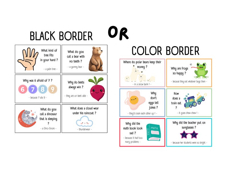 Printable Cute Lunchbox Jokes for Kids - HQ PDF Instant Download - Joke ...