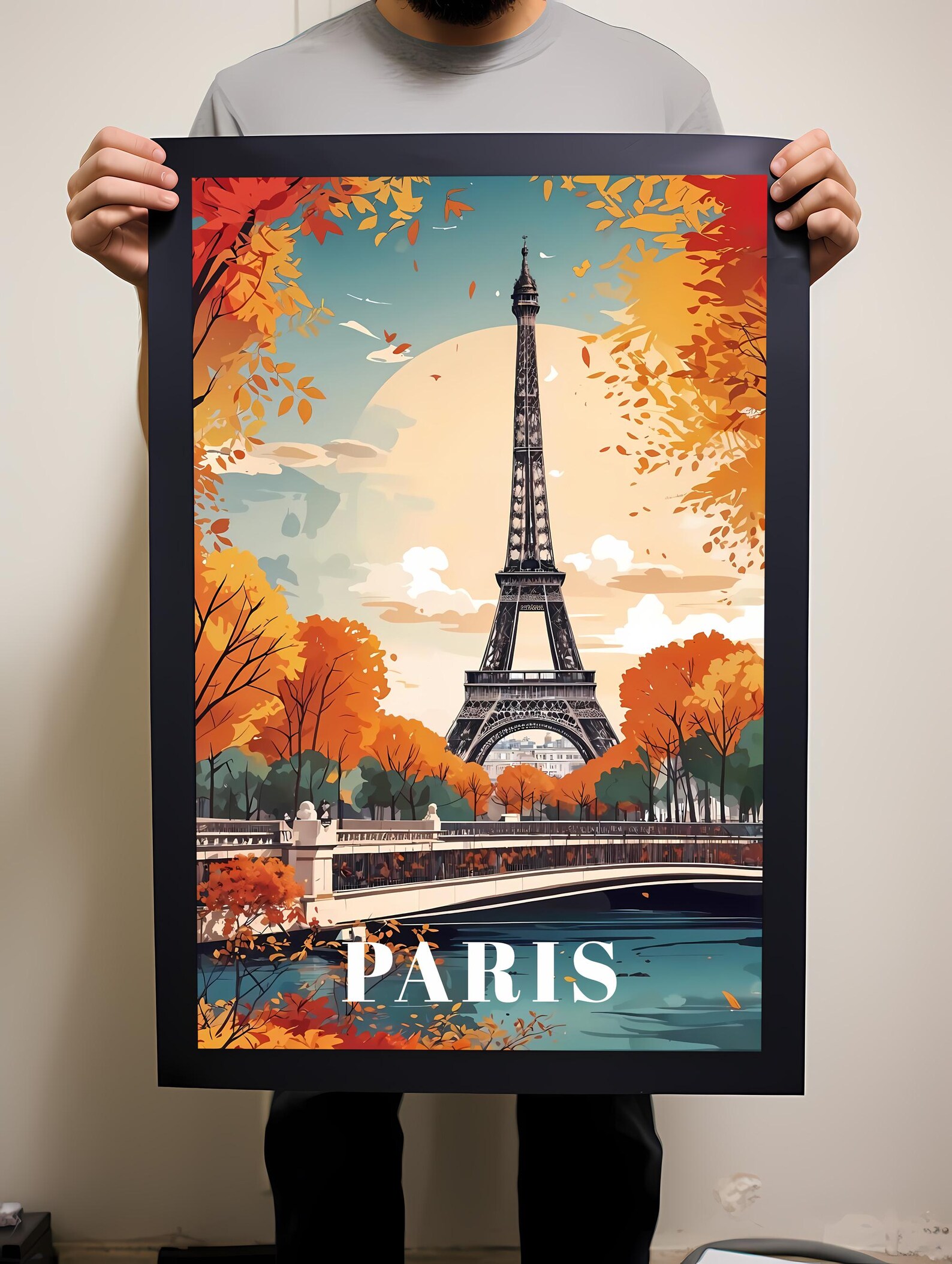Paris Travel Poster Digital Printable Wall Art, France Instant Download ...