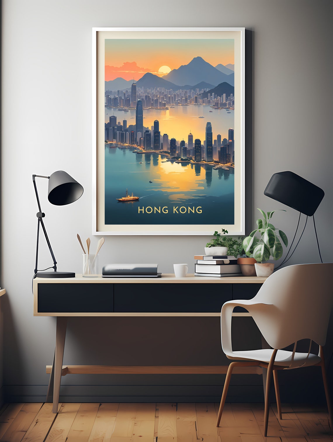 Hong Kong Travel Poster Digital Printable Wall Art, Instant Download ...