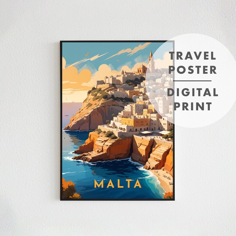 Malta Travel Poster Digital Printable Wall Art, Instant Download ...
