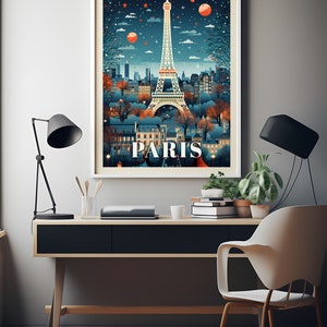 Paris Travel Poster Digital Printable Wall Art, France Instant Download ...