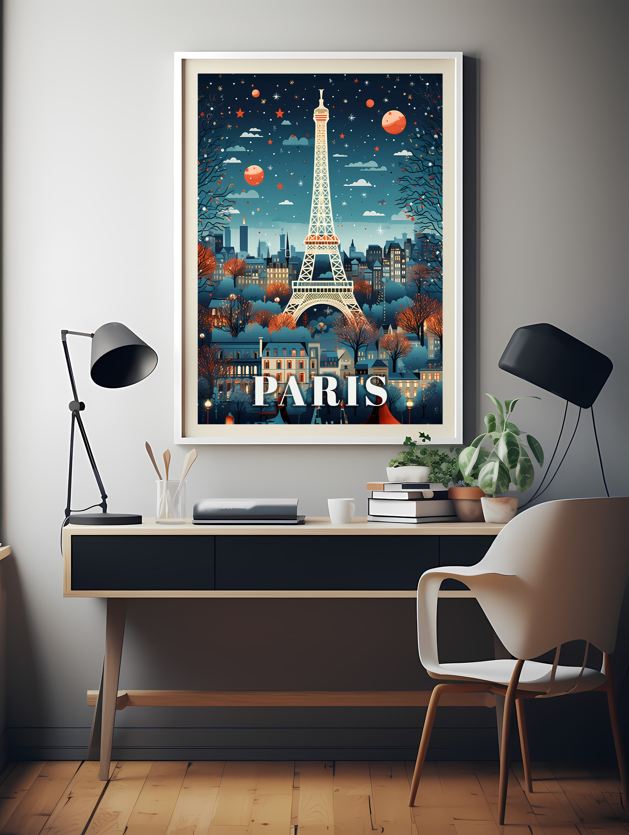 Paris Travel Poster Digital Printable Wall Art, France Instant Download ...