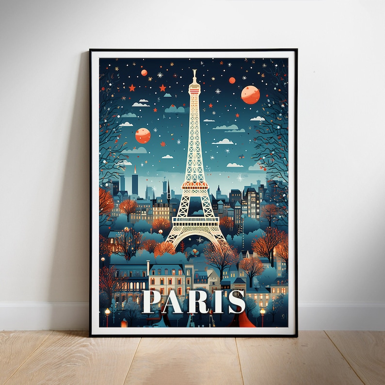 Paris Travel Poster Digital Printable Wall Art, France Instant Download ...