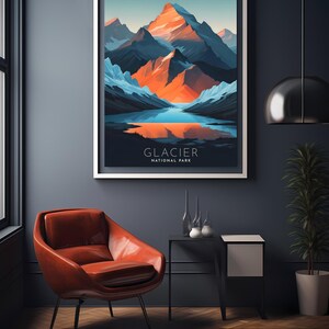 Glacier Travel Poster Digital Printable Wall Art, National Park Print ...
