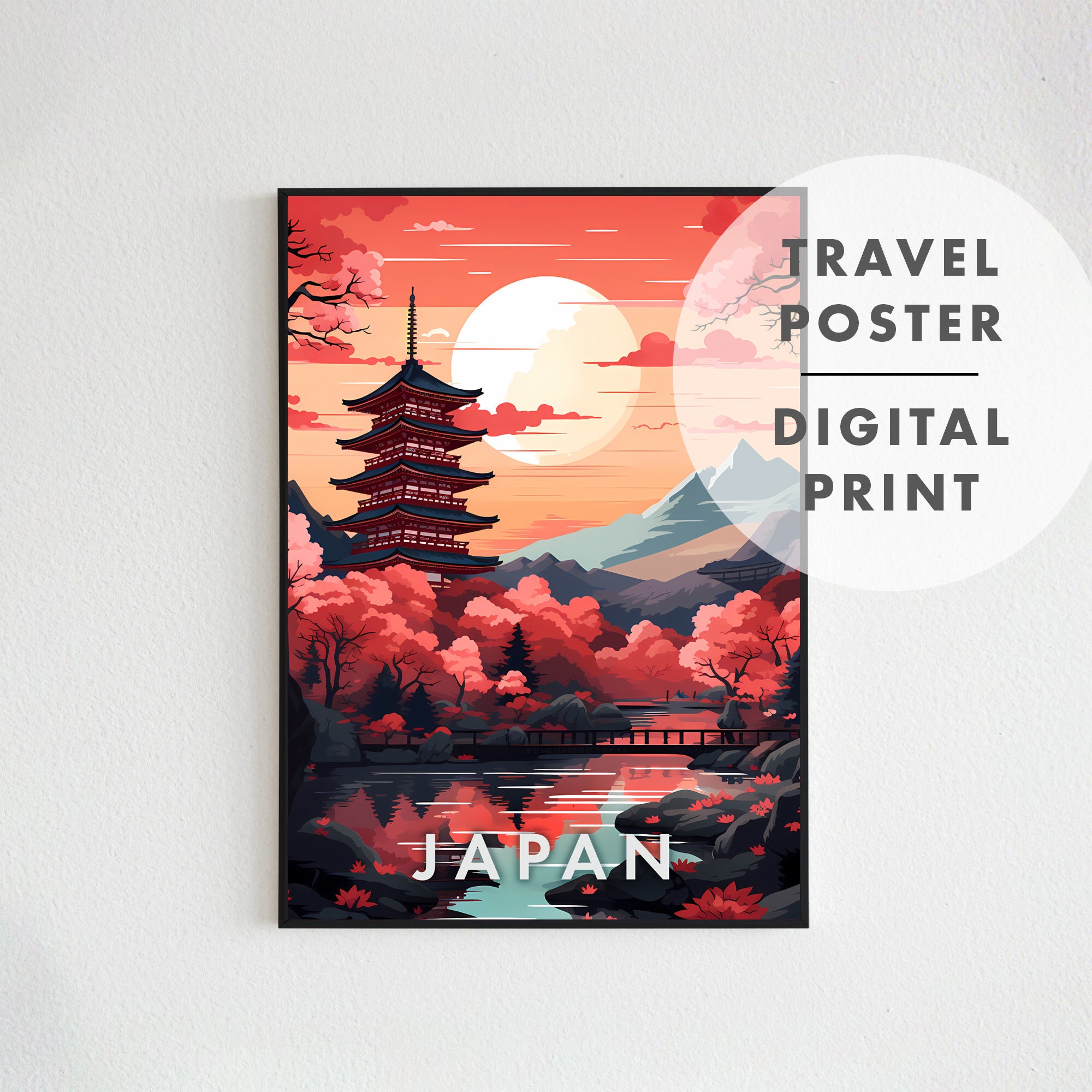 Japan Travel Poster Digital Printable Wall Art, Kyoto Instant Download ...