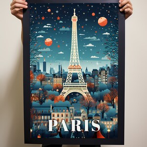 Paris Travel Poster Digital Printable Wall Art, France Instant Download ...
