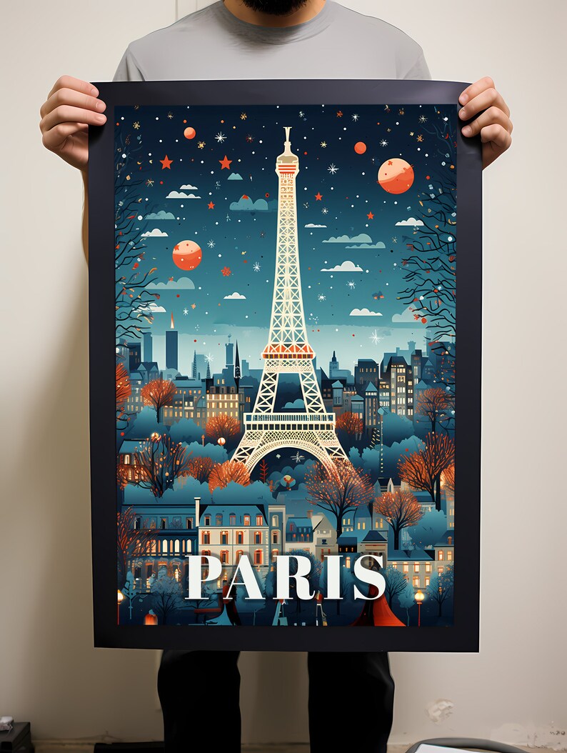 Paris Travel Poster Digital Printable Wall Art, France Instant Download ...