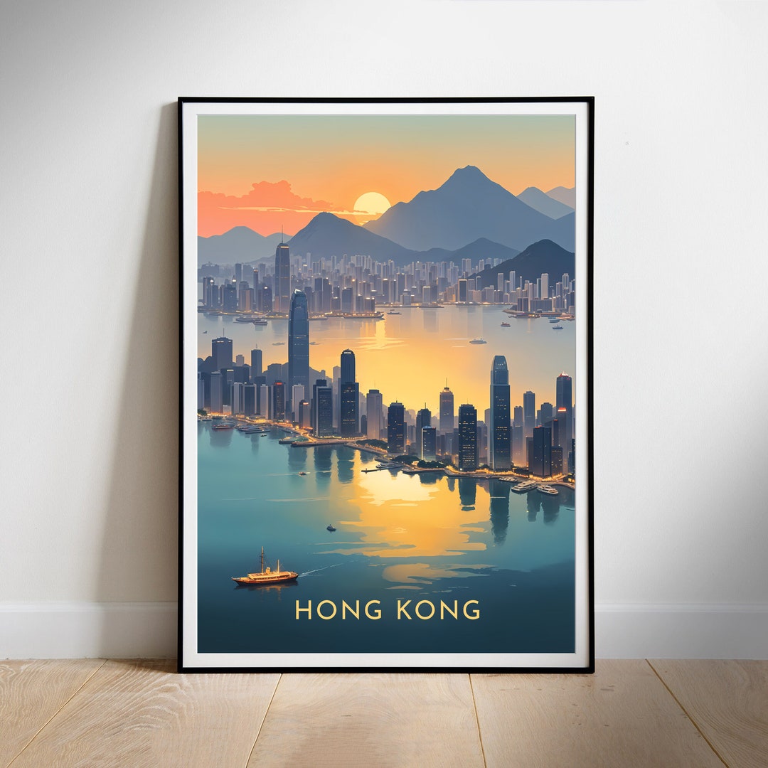 Hong Kong Travel Poster Digital Printable Wall Art, Instant Download ...