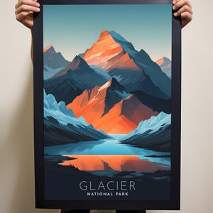 Glacier Travel Poster Digital Printable Wall Art, National Park Print ...