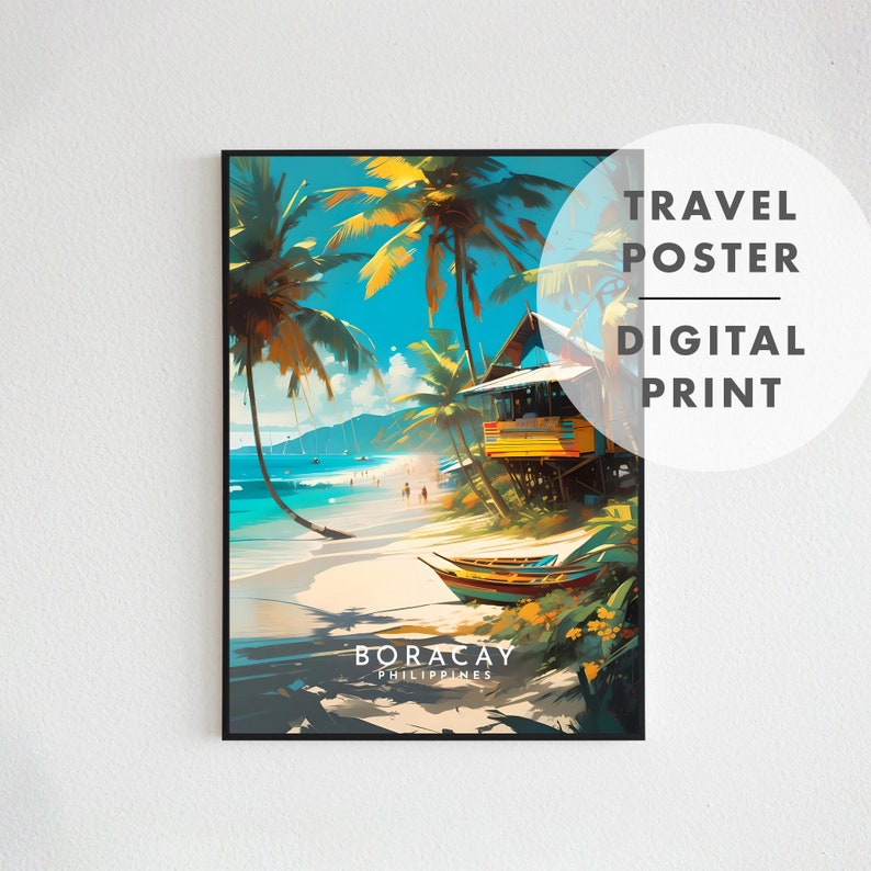 Boracay Philippines Travel Poster: Beach Scene Art Print (digital ...