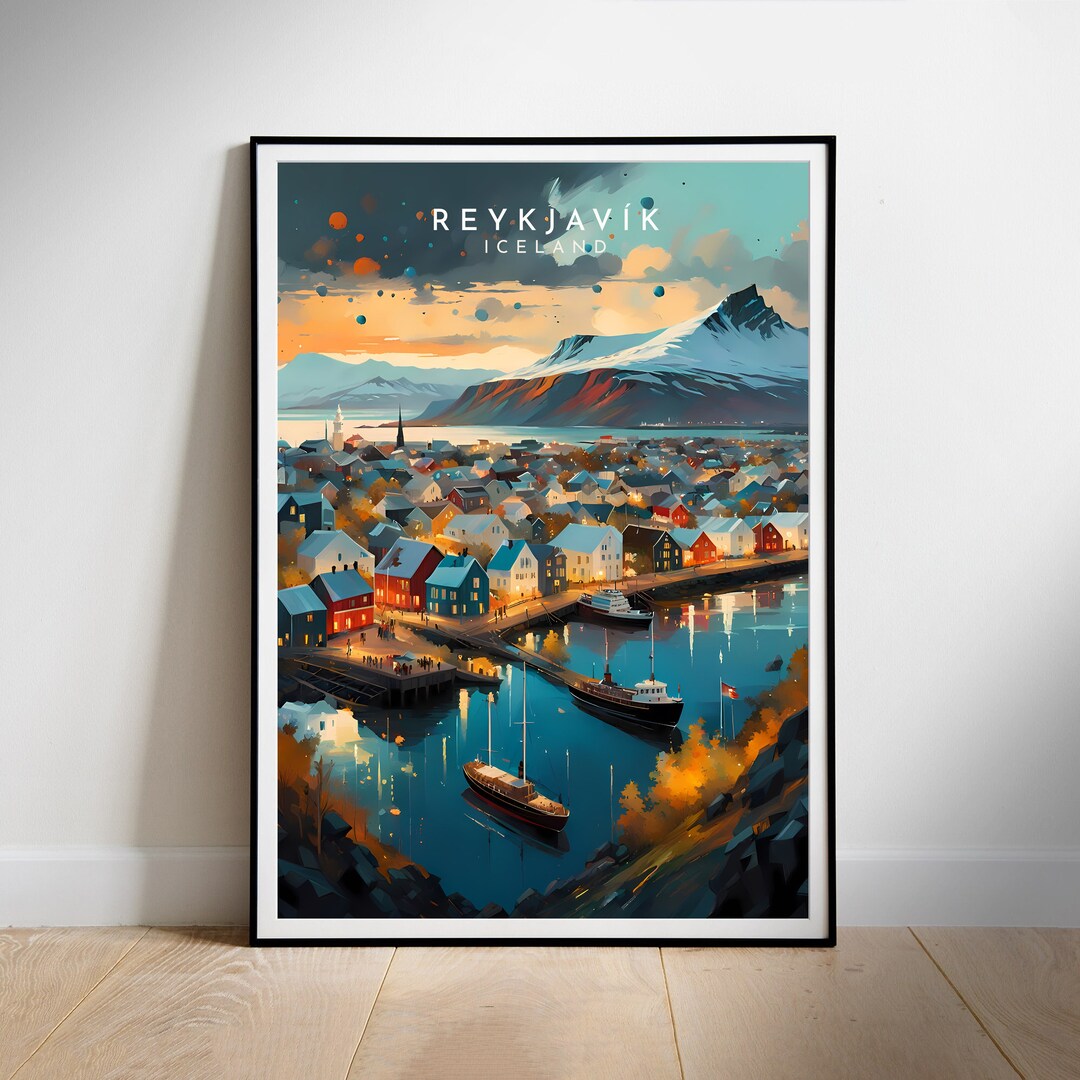 Iceland Travel Poster, Digital Print Retro Downloadable Wall Art ...