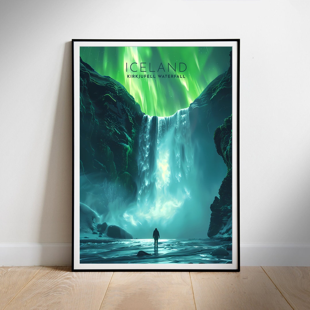Iceland Travel Poster, Digital Print Retro Downloadable Wall Art ...