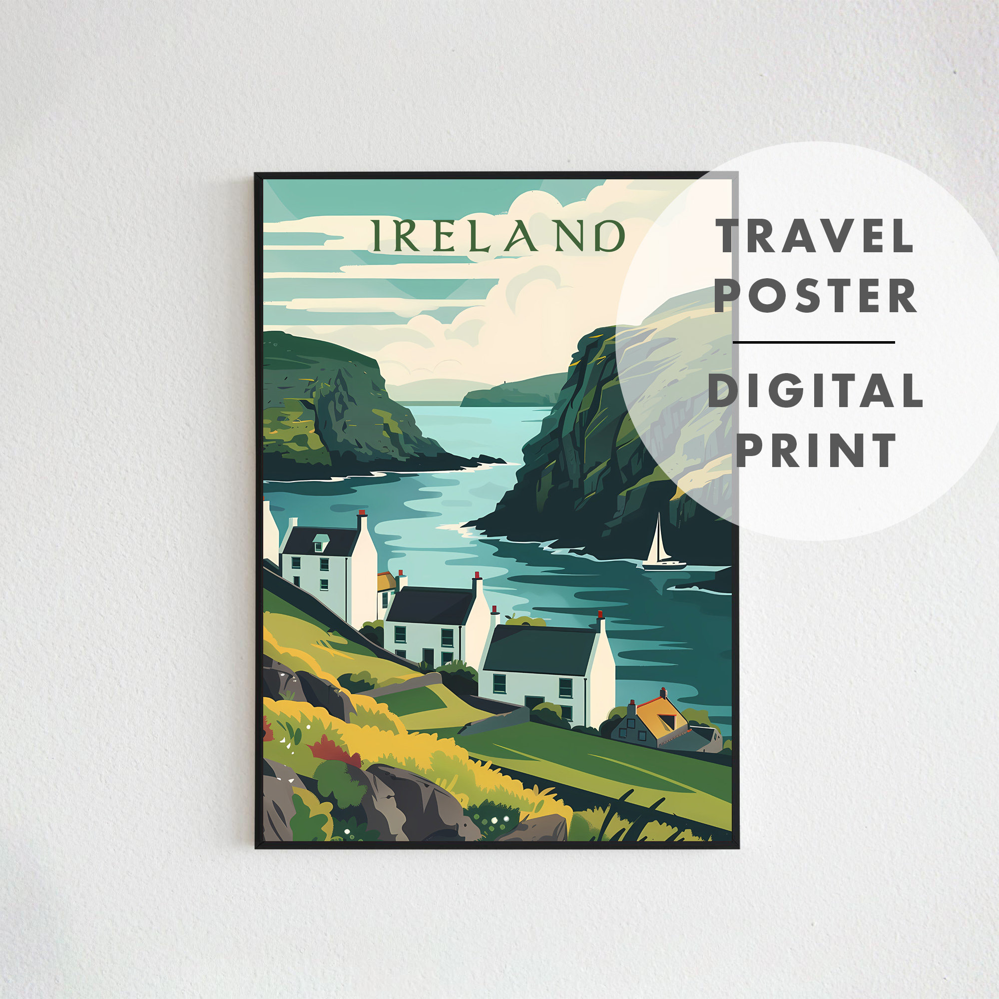 Ireland Travel Poster Digital Printable Wall Art, Instant Download ...