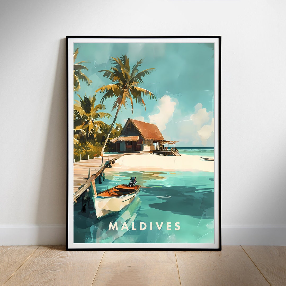 Maldives Travel Poster Digital Printable Wall Art, Instant Download ...