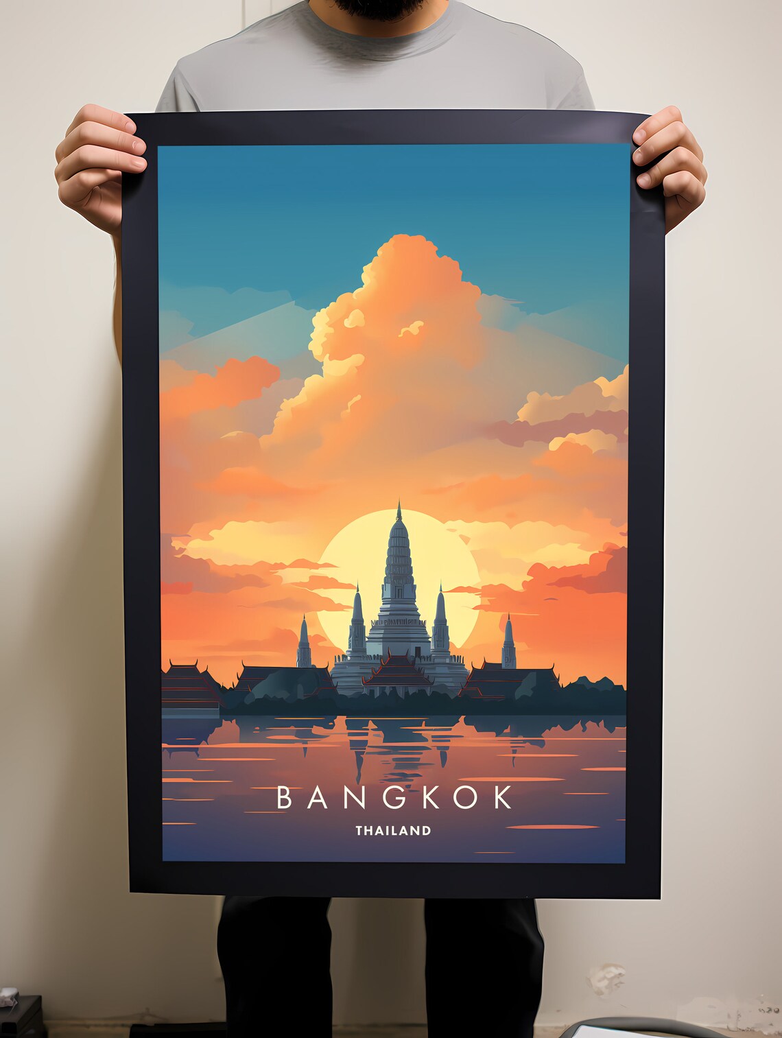 Bangkok Travel Poster: Thailand Temple Art Print (digital Download) - Etsy