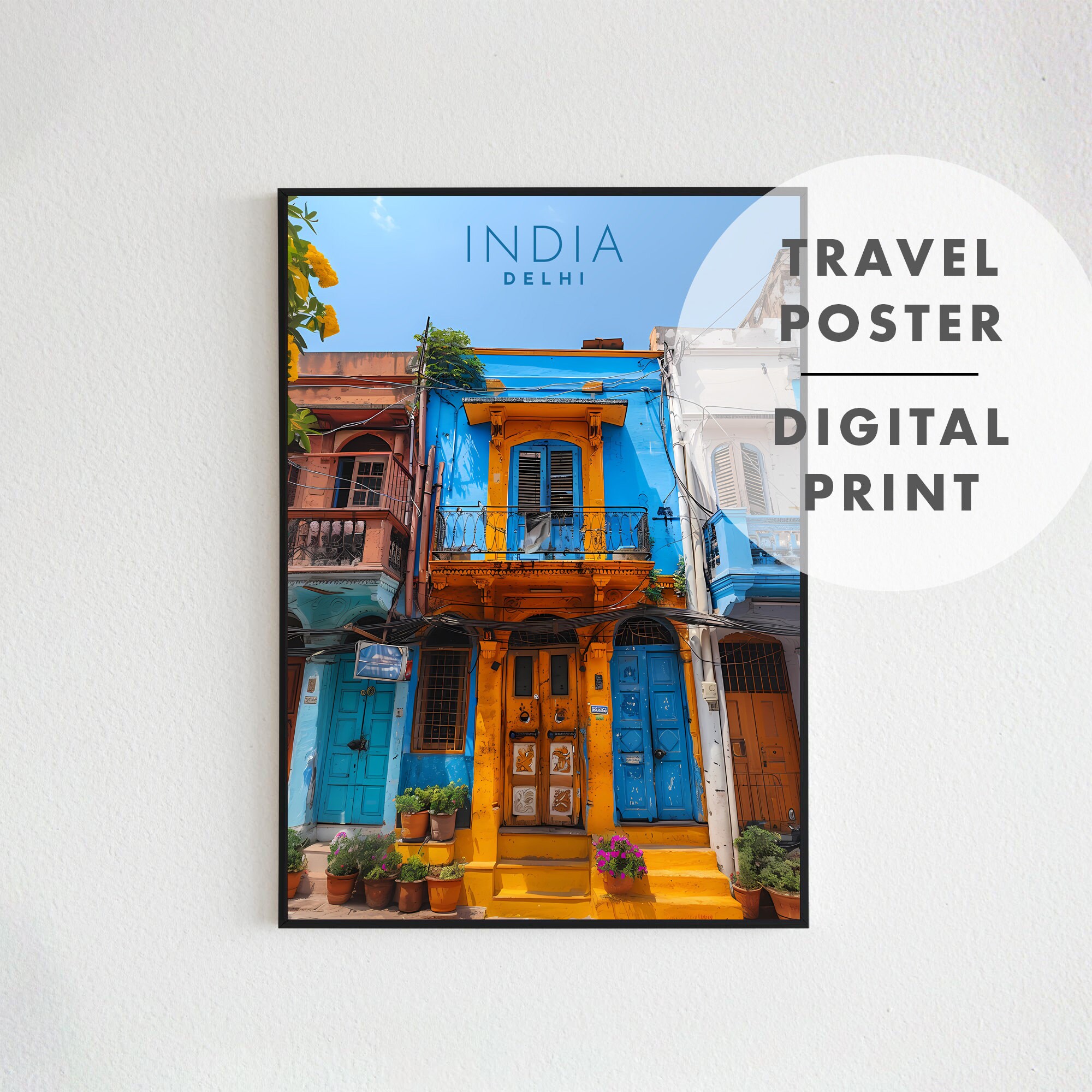 India Travel Poster Digital Printable Wall Art, Delhi Instant Download ...