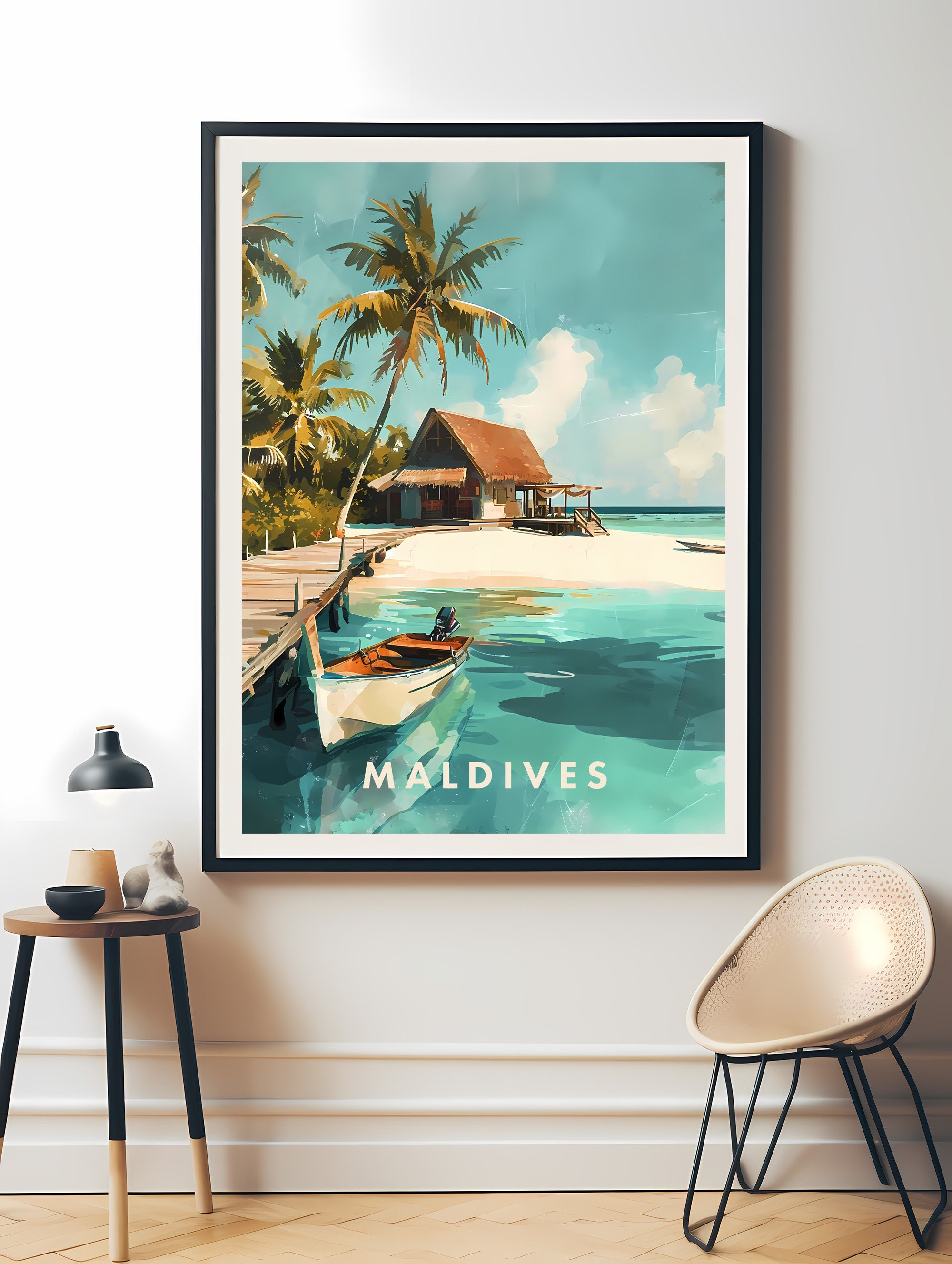 Maldives Travel Poster Digital Printable Wall Art, Instant Download ...