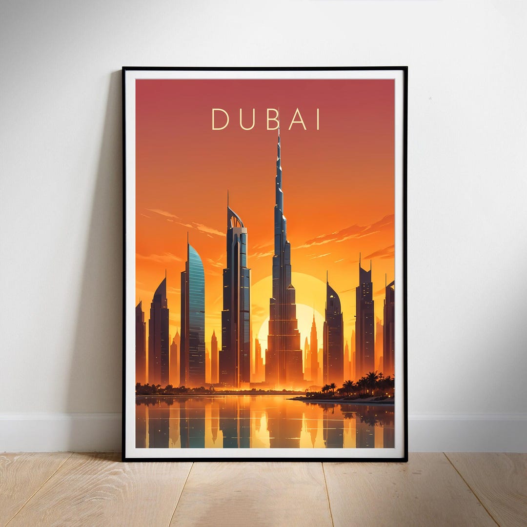 Dubai Travel Poster Digital Printable Wall Art, Instant Download ...
