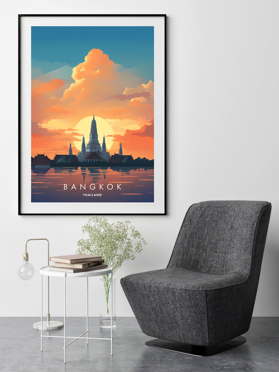 Bangkok Travel Poster: Thailand Temple Art Print (digital Download) - Etsy
