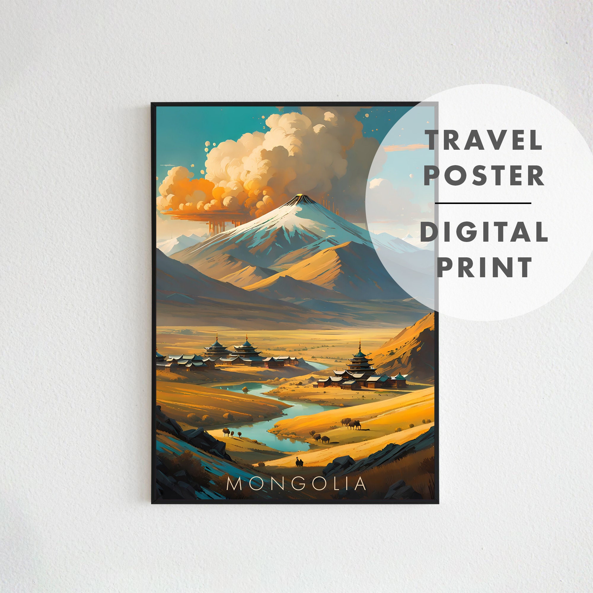 Mongolia Travel Poster Digital Printable Wall Art, Instant Download ...
