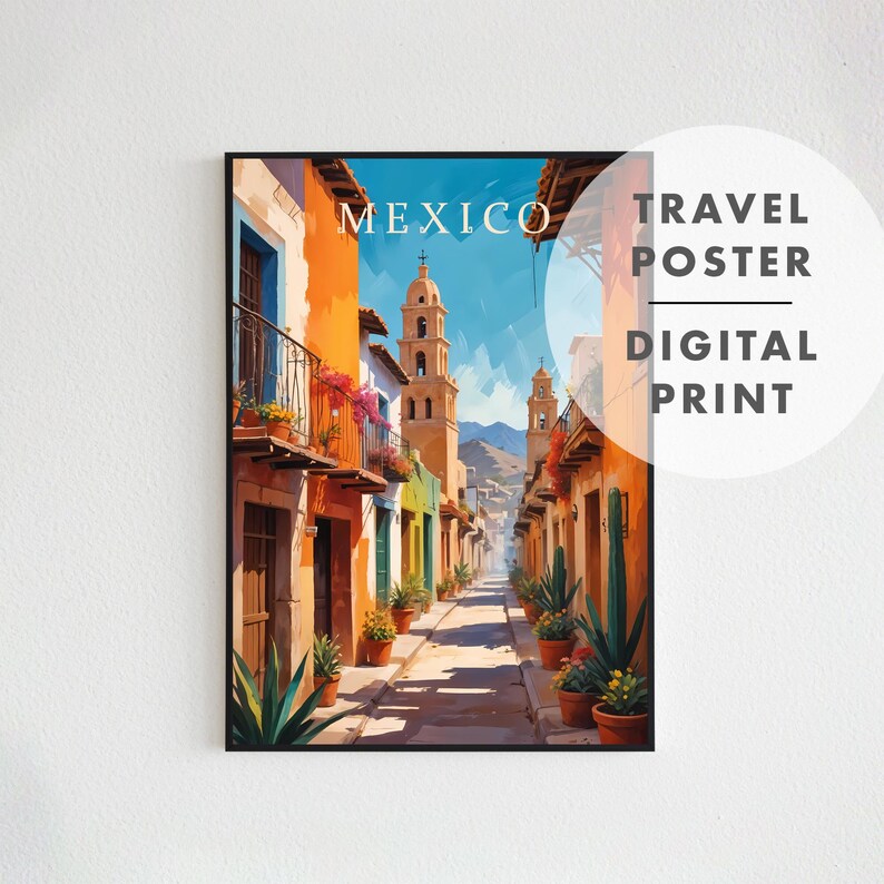 Mexico Travel Poster Digital Printable Wall Art, Instant Download ...