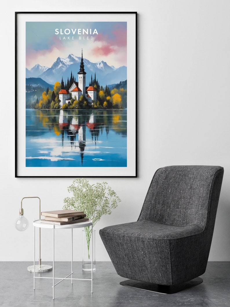 Slovenia Travel Poster Digital Printable Wall Art, Lake Bled Instant Download, Hanging Decor ...