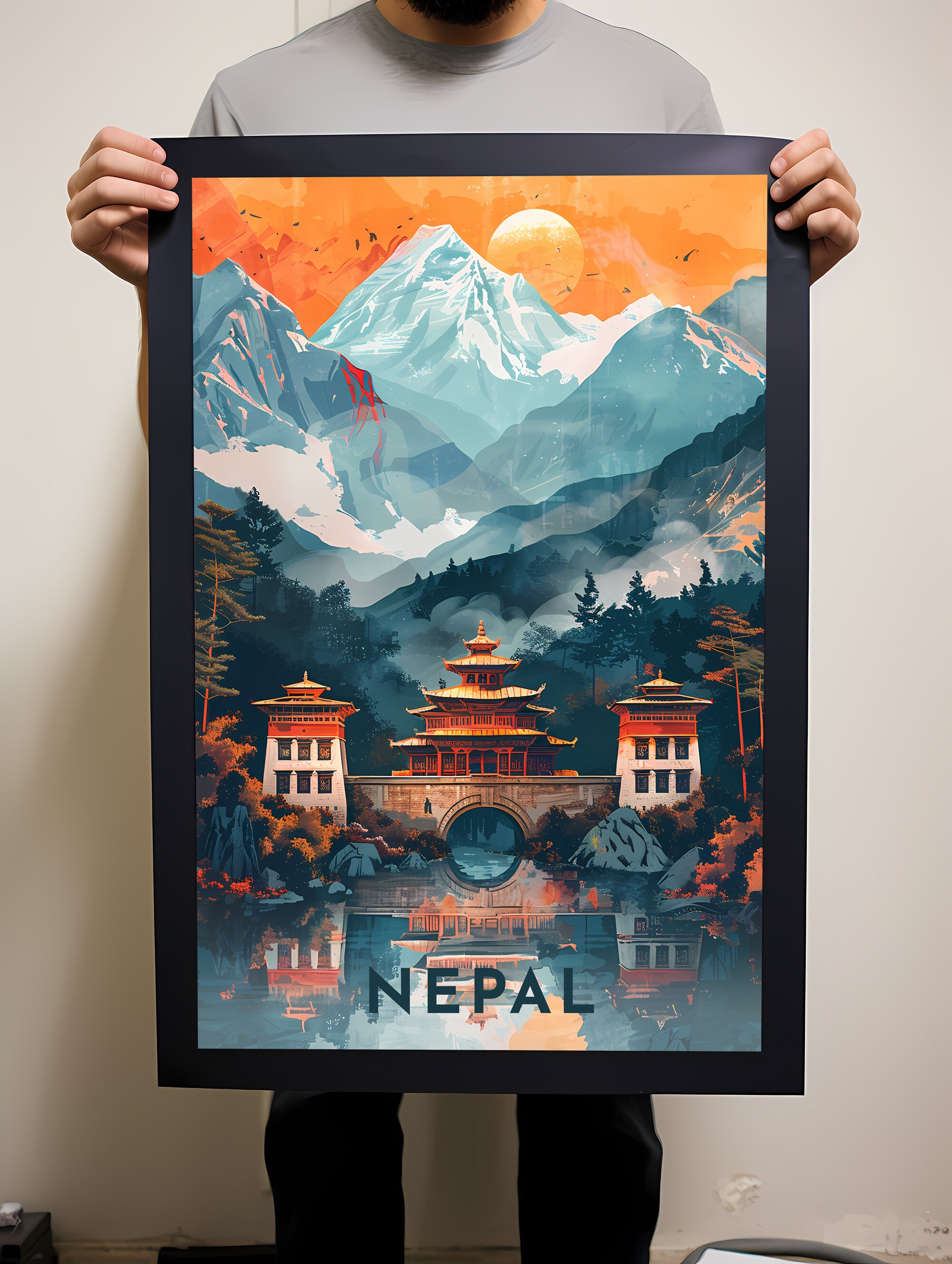 Nepal Travel Poster Digital Printable Wall Art, Instant Download ...