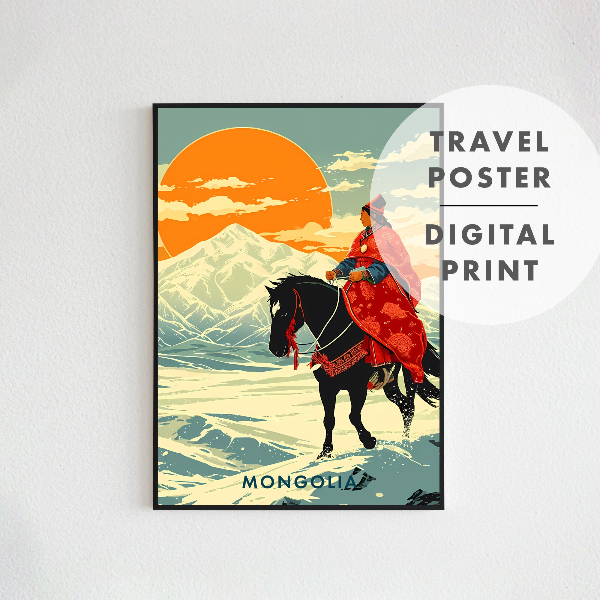Mongolia Travel Poster Digital Printable Wall Art, Instant Download ...