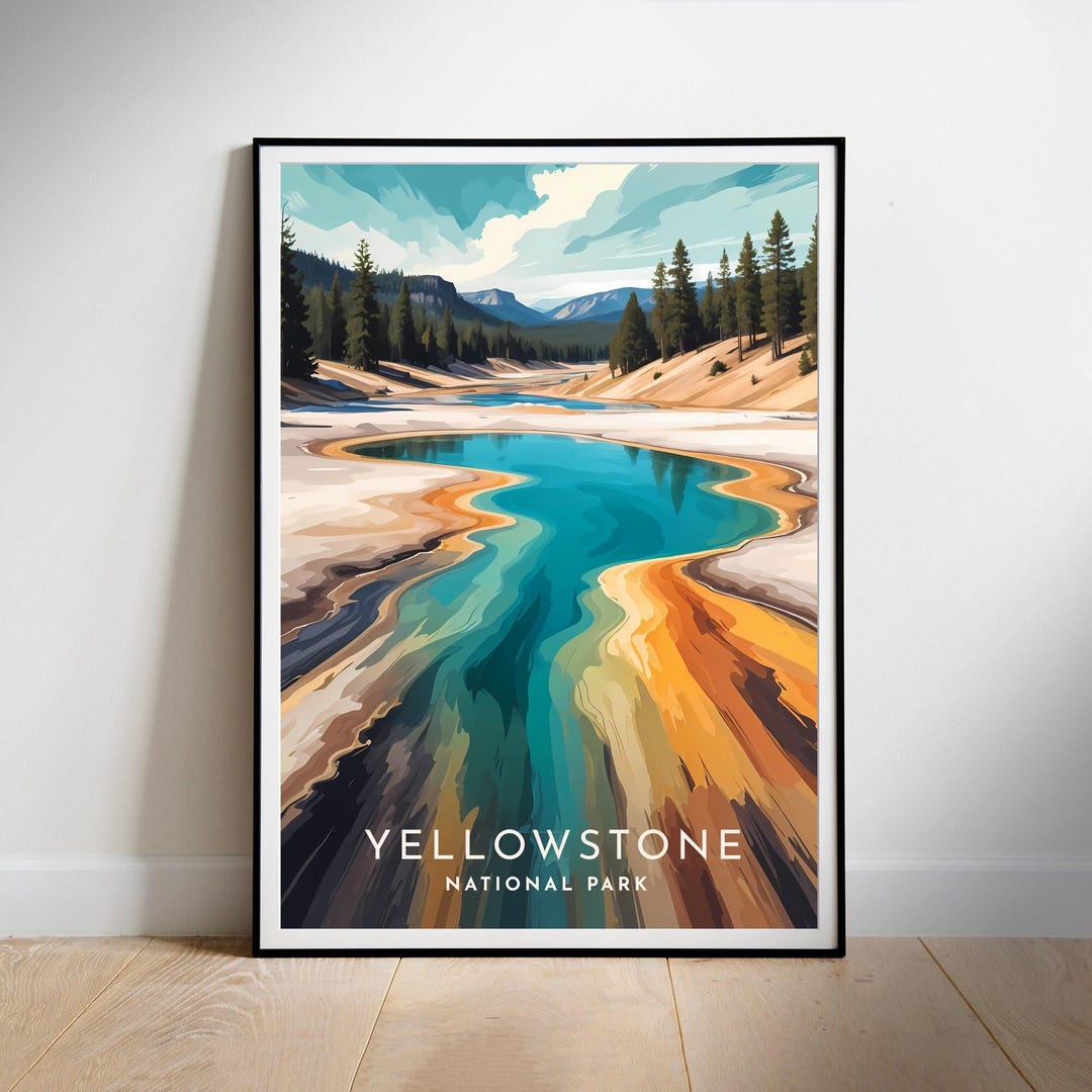 Yellowstone Travel Poster Digital Printable Wall Art, National Park ...