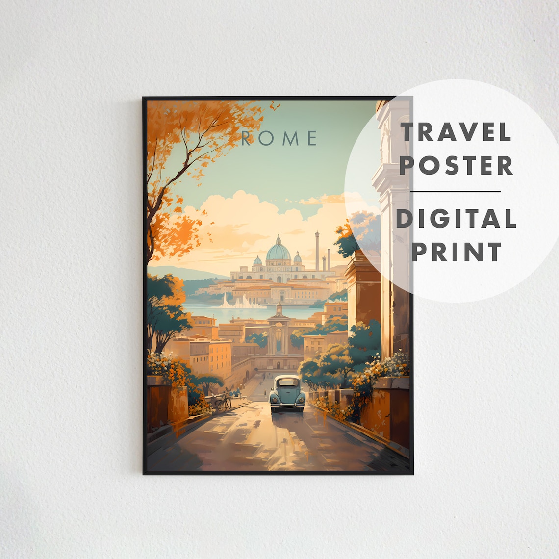 Rome Travel Poster Digital Printable Wall Art, Italy Instant Download ...