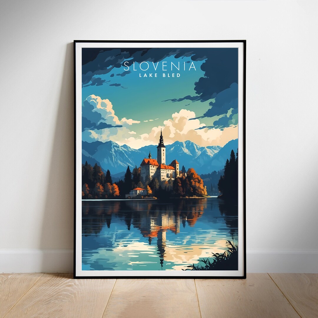 Slovenia Travel Poster Digital Printable Wall Art, Lake Bled Instant ...