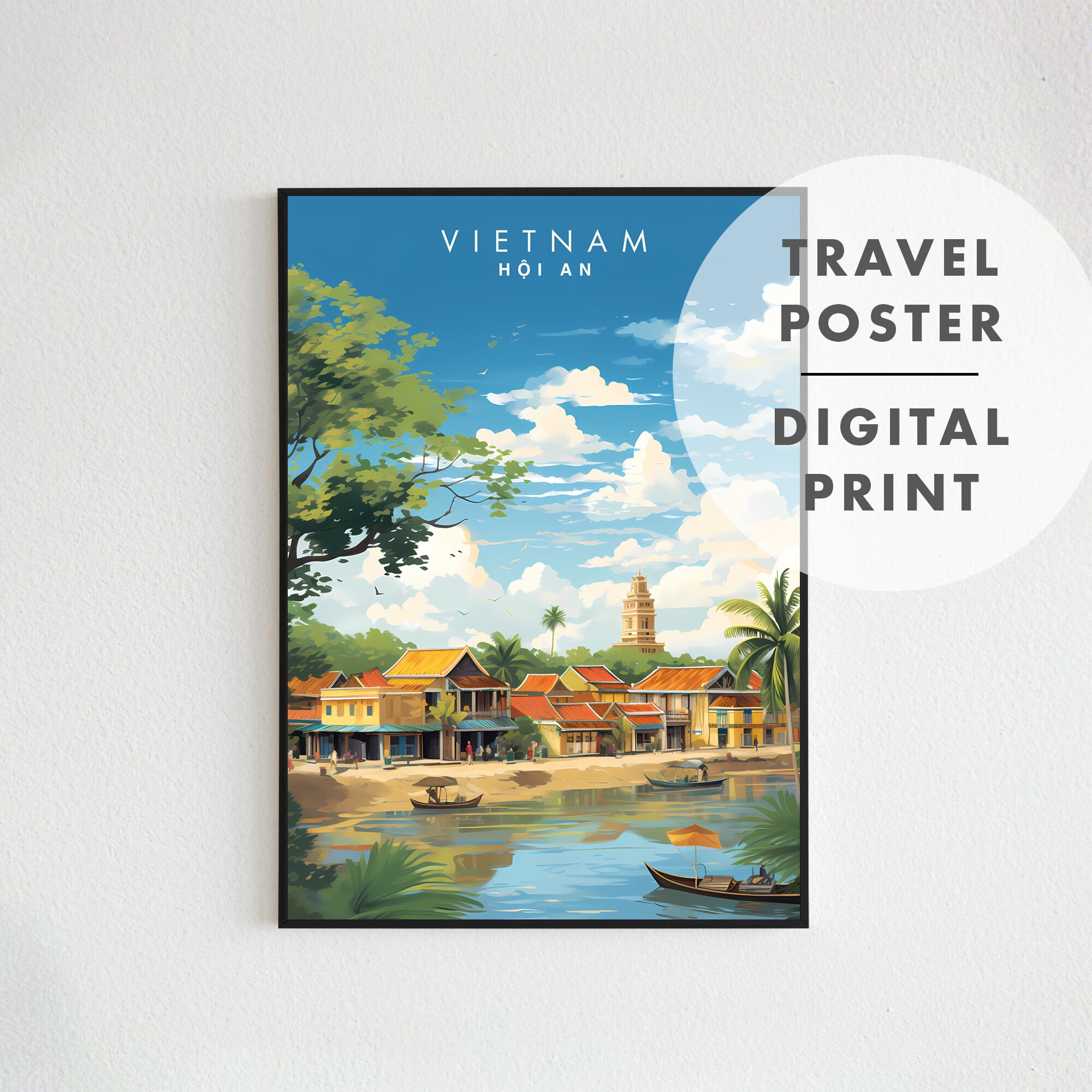 Vietnam Travel Poster Digital Printable Wall Art, Hoi an Instant ...