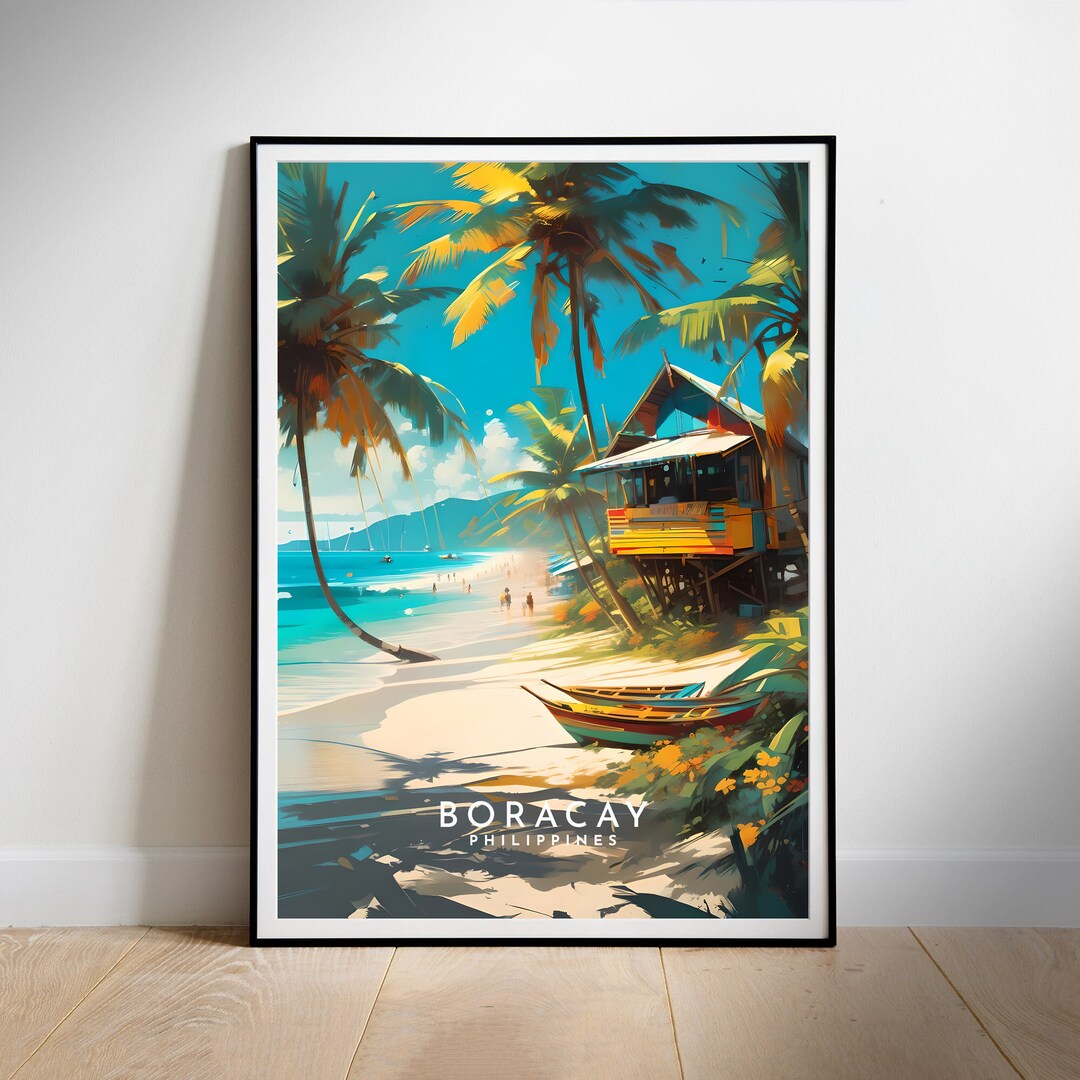 Boracay Travel Poster Digital Printable Wall Art, Philippines Instant Download, Hanging Decor ...