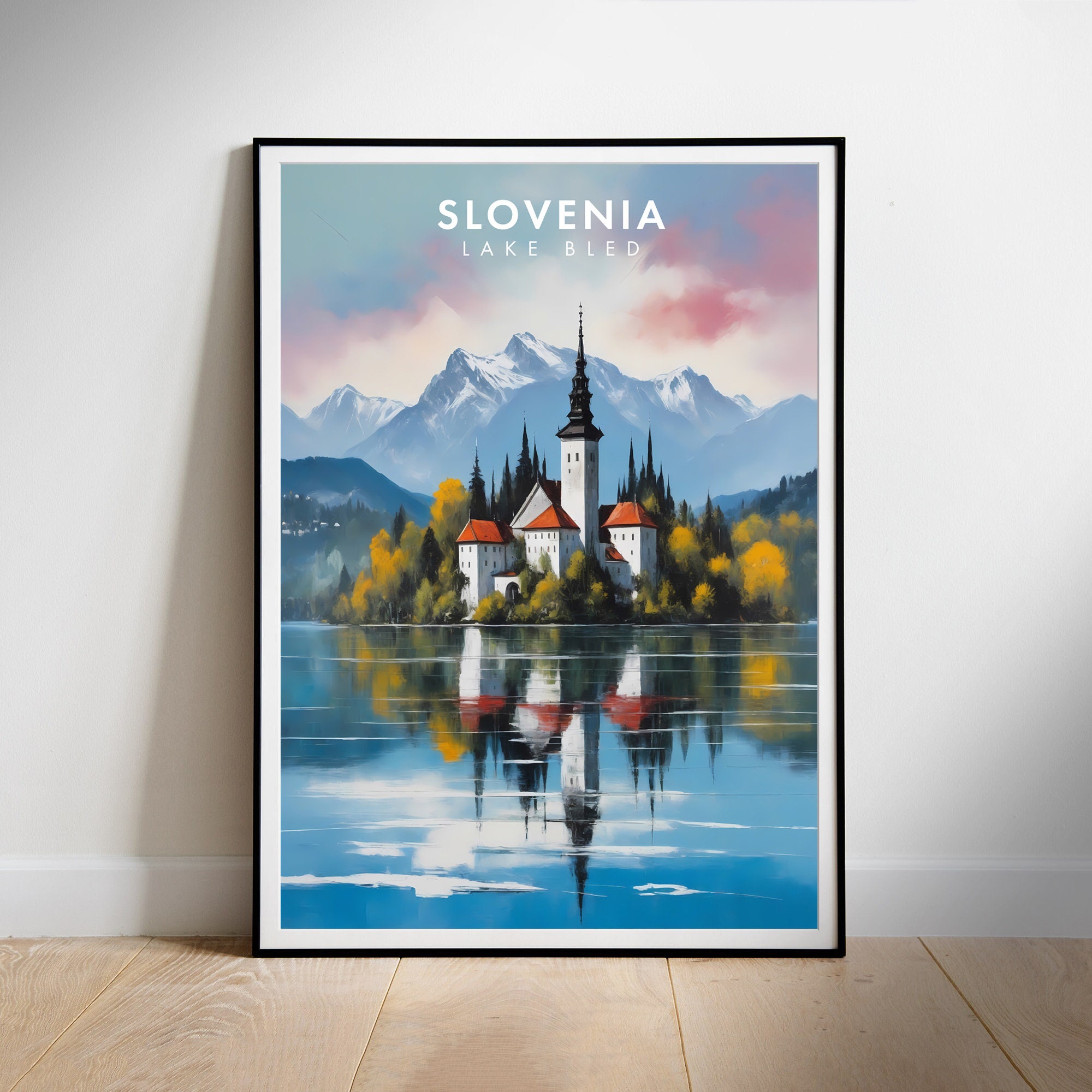 Slovenia Travel Poster Digital Printable Wall Art, Lake Bled Instant ...