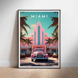 Miami Travel Poster Digital Printable Wall Art, Florida Instant ...