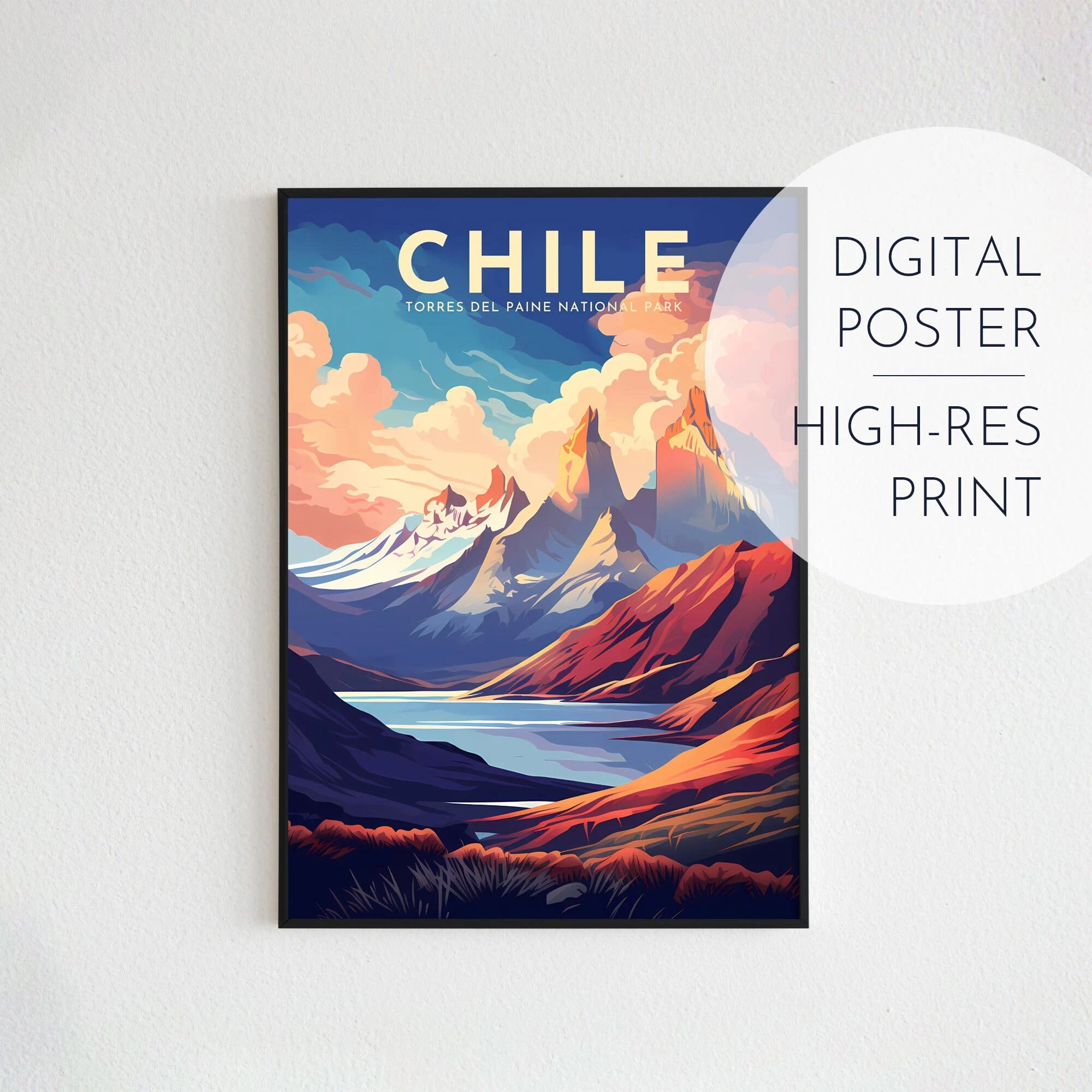 Chile Travel Poster Digital Printable Wall Art, National Park Print ...