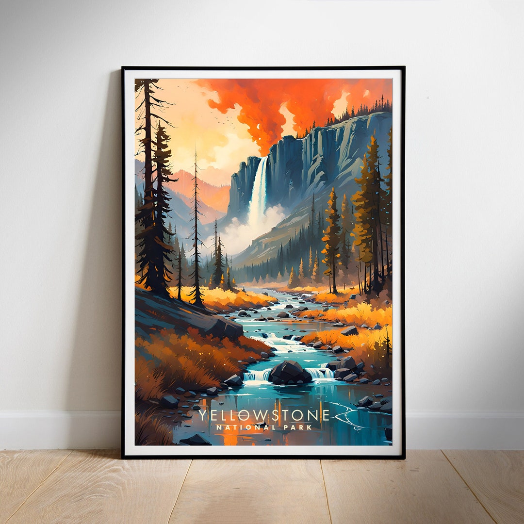 Yellowstone Travel Poster Digital Printable Wall Art, National Park ...