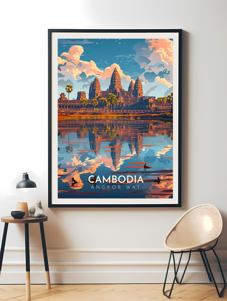 Cambodia Travel Poster Digital Printable Wall Art, Angkor Wat Instant ...