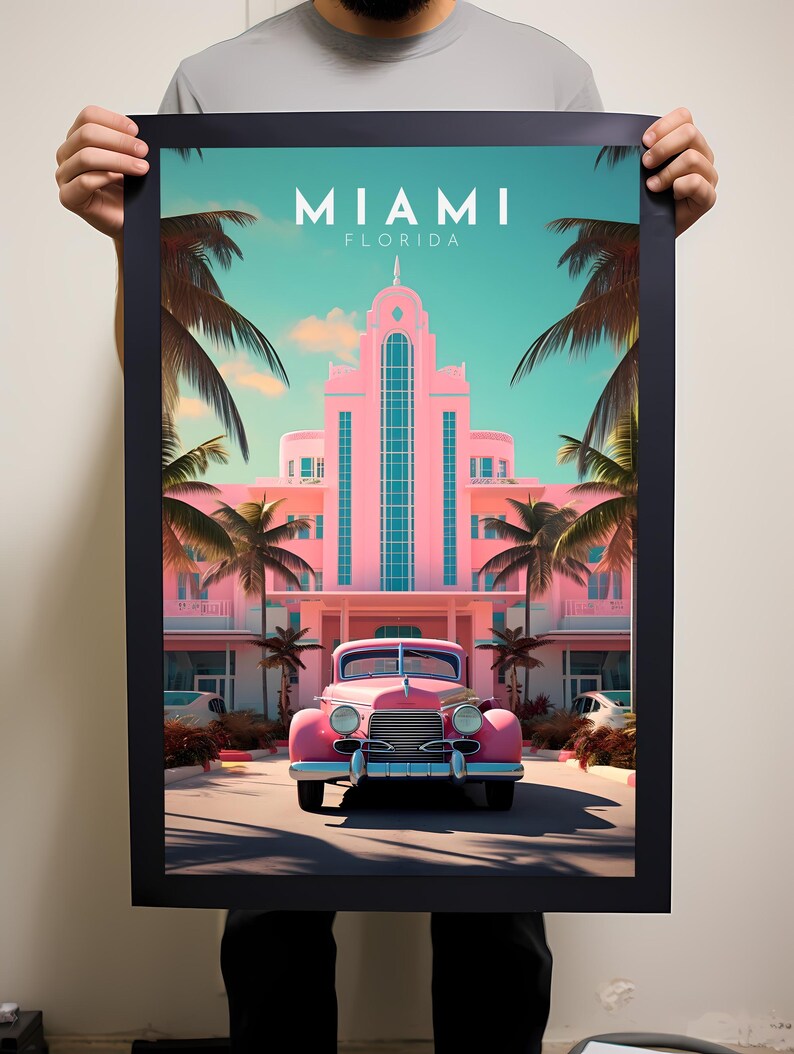 Miami Travel Poster Digital Printable Wall Art, Florida Instant ...