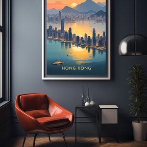Hong Kong Travel Poster Digital Printable Wall Art, Instant Download ...