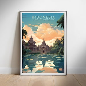 Printable Digital Wall Art, Indonesia, Retro Travel Poster, Instant ...