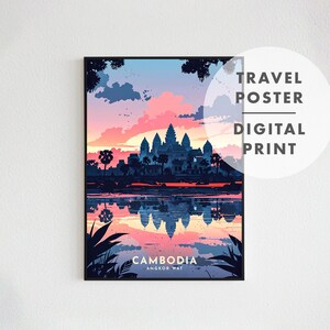 Cambodia Travel Poster Digital Printable Wall Art, Angkor Wat Instant ...
