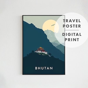 Bhutan Travel Poster Digital Printable Wall Art, Instant Download ...