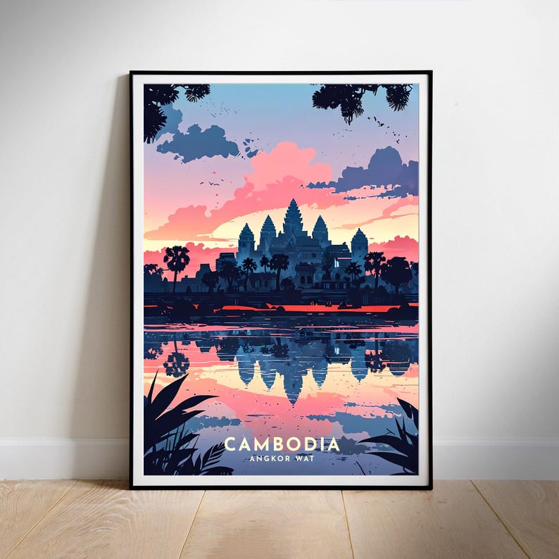 Cambodia Travel Poster Digital Printable Wall Art, Angkor Wat Instant ...