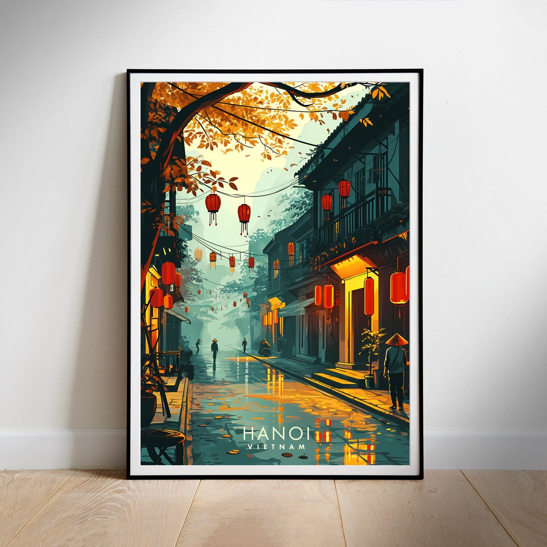 Vietnam Travel Poster Hanoi Digital Printable Wall Art, Instant ...