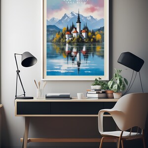 Slovenia Travel Poster Digital Printable Wall Art, Lake Bled Instant Download, Hanging Decor ...