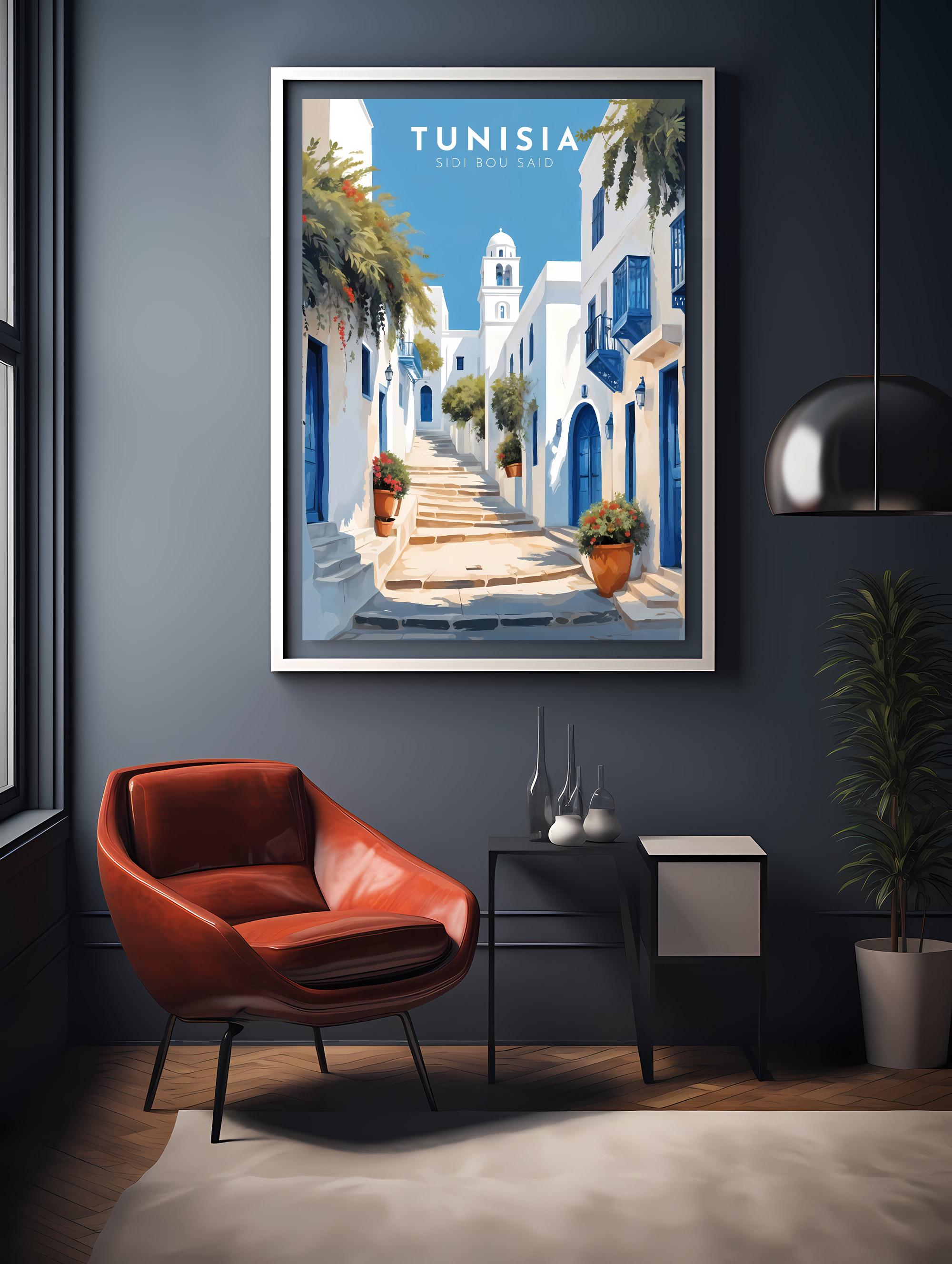 Tunisia Travel Poster: Sidi Bou Said Art Print (digital Download) - Etsy