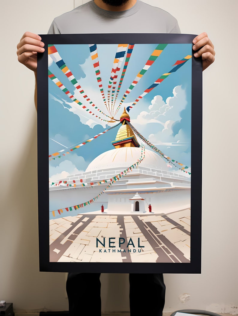 Nepal Kathmandu Travel Poster: Vintage Style Wall Art (digital Download ...